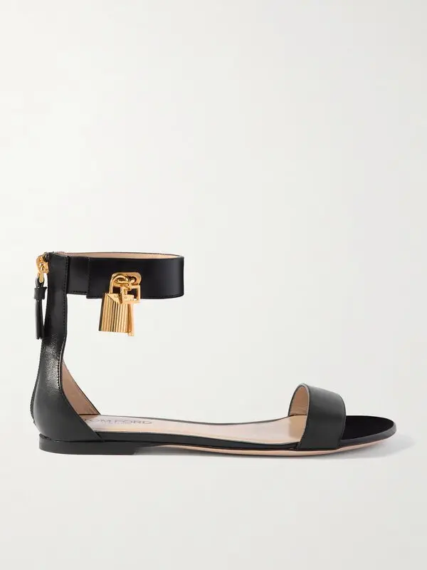 TOM FORD Embellished Leather Sandals - Black