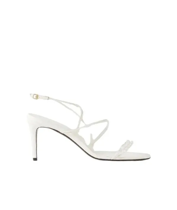Khaite Loop Bead-embellished Leather Sandals - White