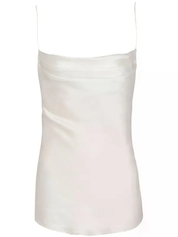 Balmain Draped Satin Top - White