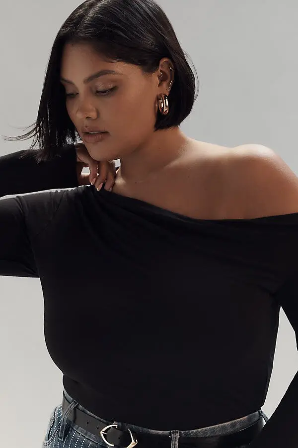 AFRM Off-the-shoulder Ruffle Mesh Top
