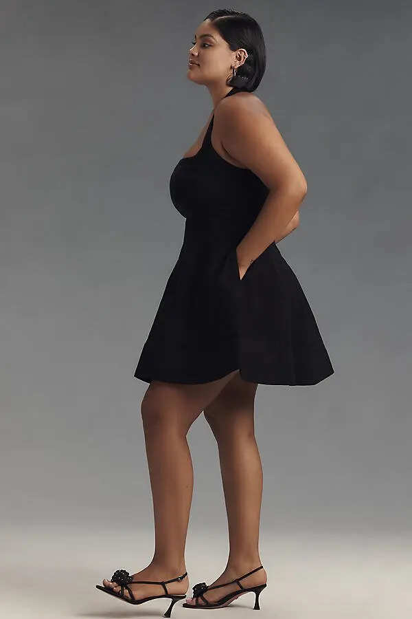 Maeve Square-Neck Fit-And-Flare Mini Dress In Black - 62% Off | Editorialist