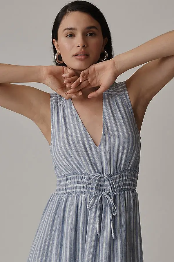 The Somerset Collection By Anthropologie The Somerset Collection Sleeveless Linen  Maxi Dress - Blue - 17% Off | Editorialist