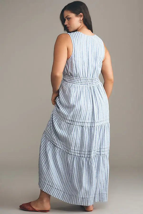 The Somerset Collection By Anthropologie The Somerset Collection Sleeveless Linen  Maxi Dress - Blue - 17% Off | Editorialist