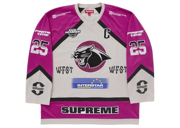 Supreme Rhinestone Hockey Jersey - Light Grey