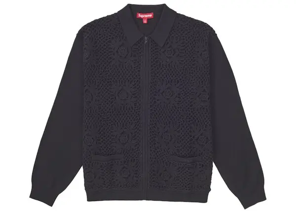 Supreme Crochet Zip Up Cardigan - Black