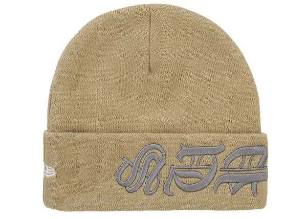 Supreme New Era Blackletter Beanie - Tan