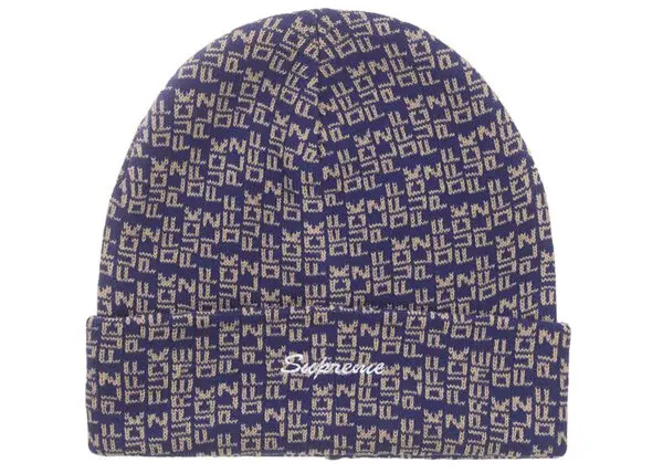 Supreme Jacquard Beanie - Navy Blue