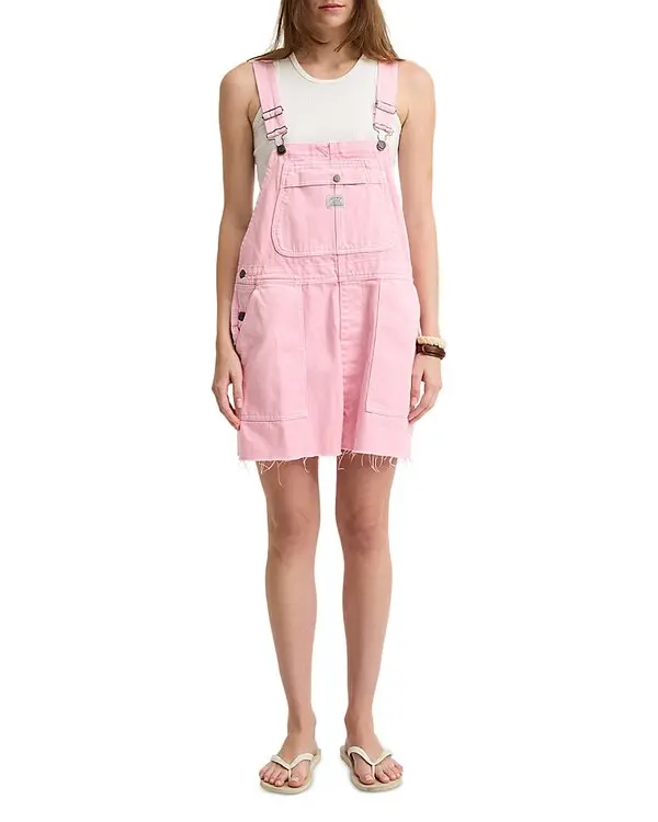 Denimist Relaxed Overall Shorts - Garment Dyed Orchid Pink