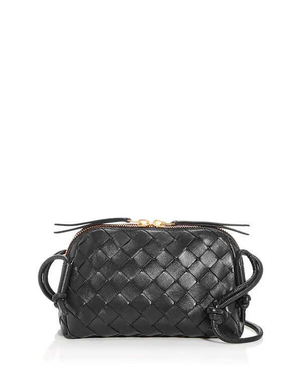 Bottega Veneta Intrecciato Leather Concert Pouch - Black/gold Leather