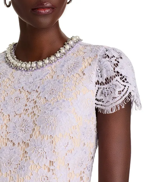 Self-Portrait Lace Mini Dress In Lilac - 58% Off | Editorialist
