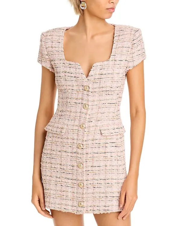 Generation Love Brunella Tweed Mini Dress - Light Pink Melange
