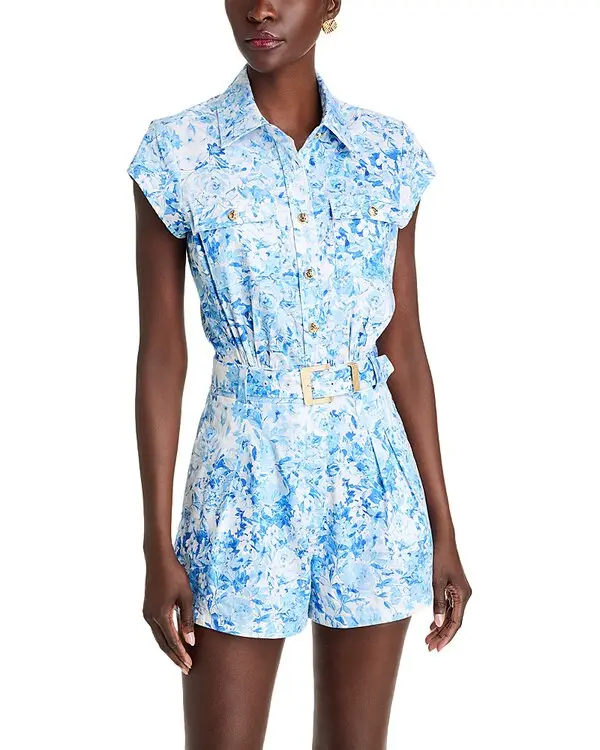 Generation Love Morgan Floral Poplin Romper - Zesty Fl White/blue