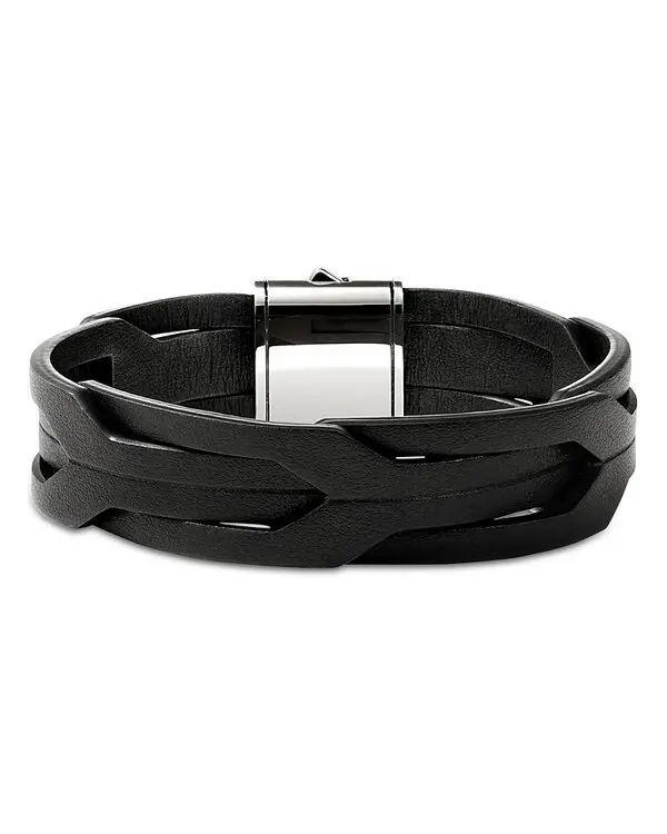 John Hardy Sterling Silver And Braided Leather Icon Bracelet - Black