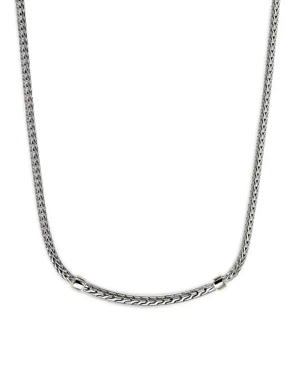 John Hardy 14k Yellow Gold & Sterling Diamond Pave Collar Necklace - Silver