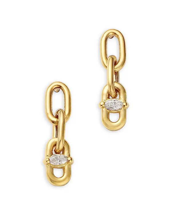Zoe Chicco 14k Yellow Diamond Oval Link Drop Earrings - Gold