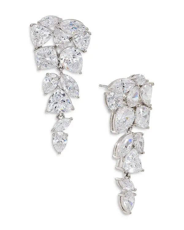 Nadri Deluxe Cluster Drop Earrings - Silver