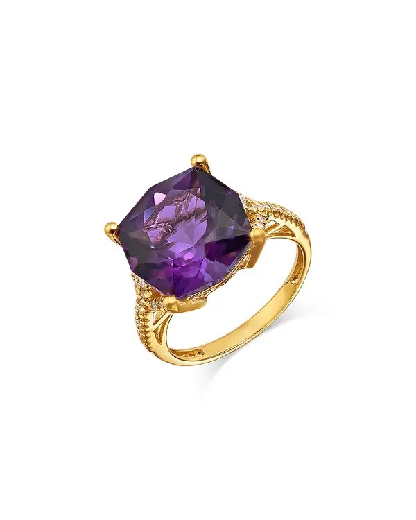 Bloomingdale'S Amethyst And Diamond Ring - Purple/gold