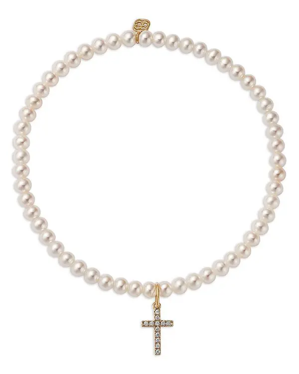 SYDNEY EVAN 14k Yellow Diamond And Pearl Bracelet - Gold
