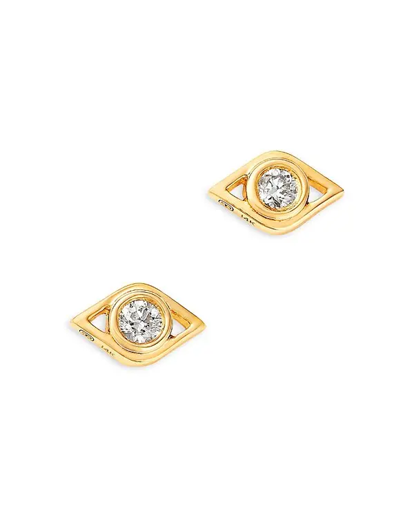 SYDNEY EVAN 14k Yellow Diamond Evil Eye Stud Earrings - Gold