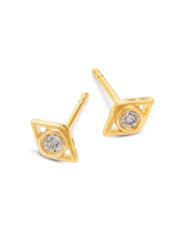 SYDNEY EVAN 14k Yellow Diamond Evil Eye Stud Earrings