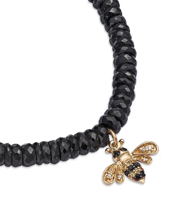 SYDNEY EVAN 14k Yellow Bee Charm Beaded Bracelet