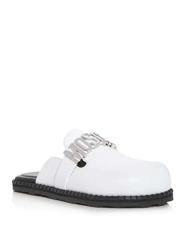 Moschino Logo Mules - White