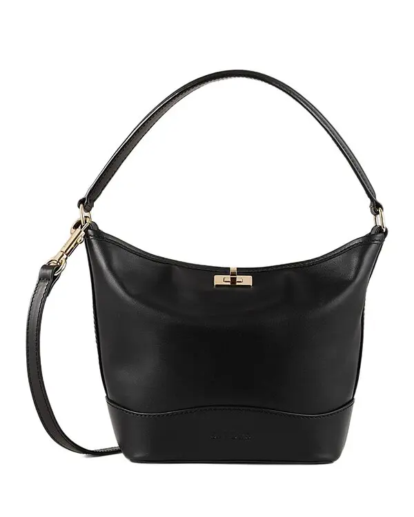 Sandro Small Leather Bucket Bag - Black