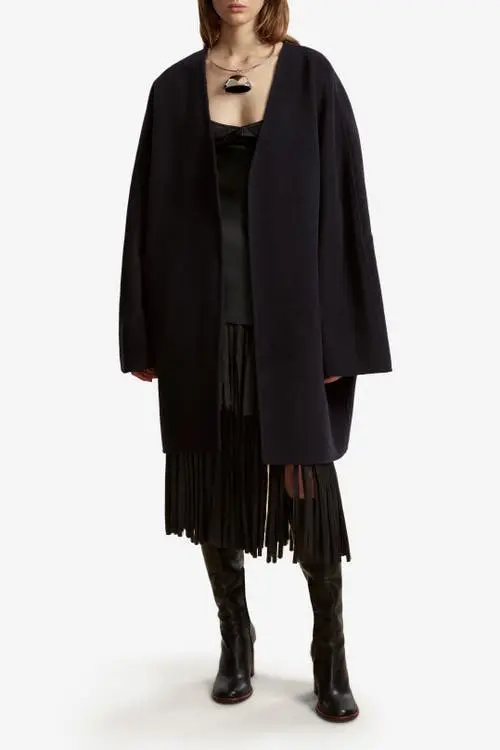 Marina Moscone Double Faced Wool Cocoon Coat