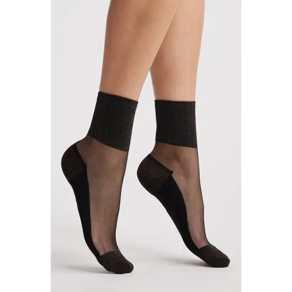 HIGH HEEL JUNGLE Sheer Ankle Socks - Black/ Copper/ Rust