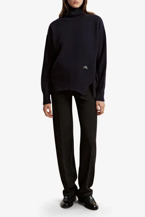 Marina Moscone Funnel Neck Pullover - Navy