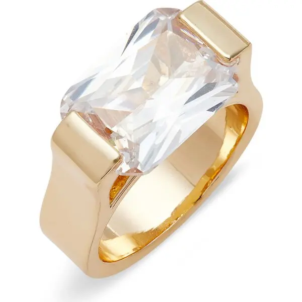 Nordstrom Cubic Zirconia Octagon Ring - Clear- Gold