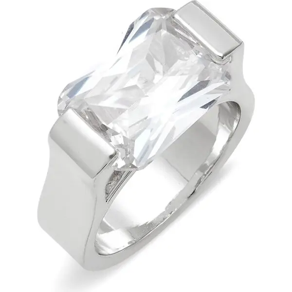 Nordstrom Cubic Zirconia Octagon Ring - Clear- Silver