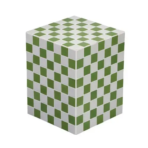 JONATHAN Y Callista Modern Ceramic Tiled Cube Side Table - Forest Gray