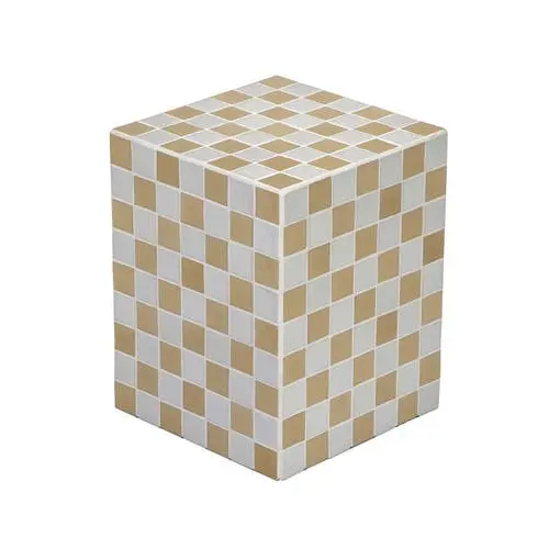 JONATHAN Y Callista 18" Modern Bohemian Ceramic Tiled Rectangle End Table - Khaki Gray
