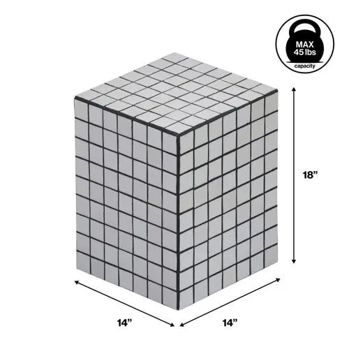 JONATHAN Y Callista Modern Ceramic Tiled Cube Side Table - White Black