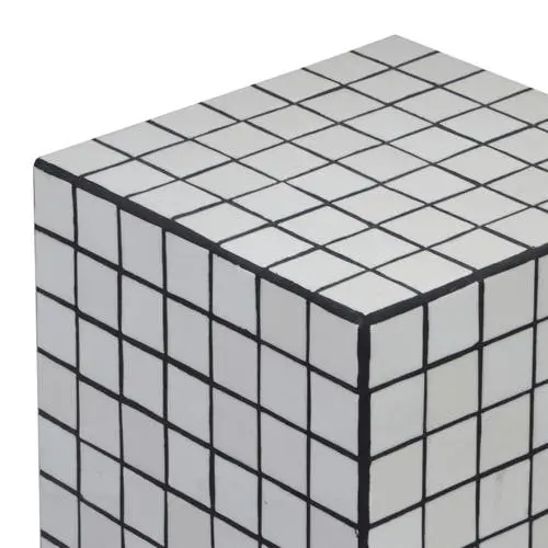 JONATHAN Y Callista Modern Ceramic Tiled Cube Side Table - White Black