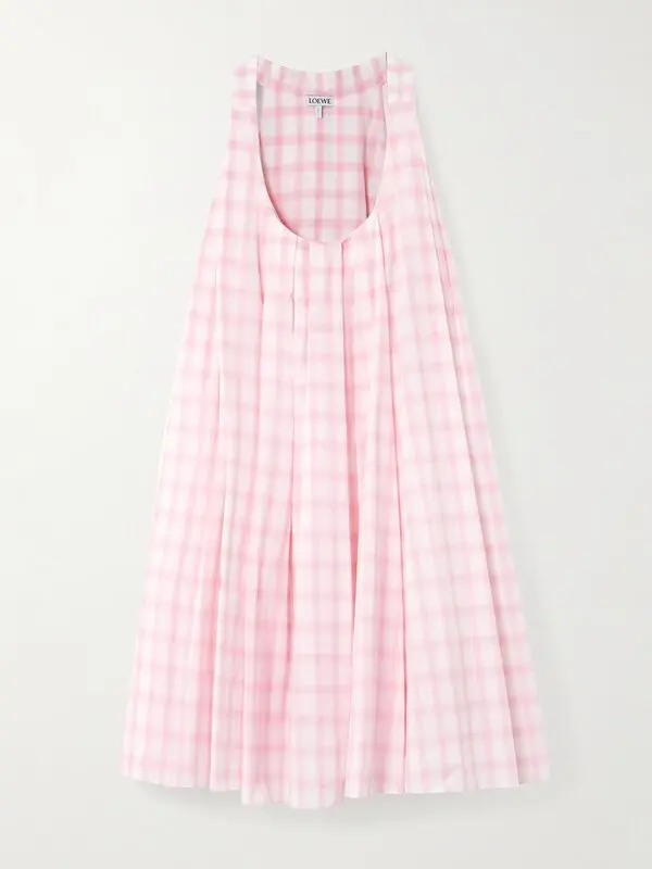 Loewe Pleated Checked Mini Dress