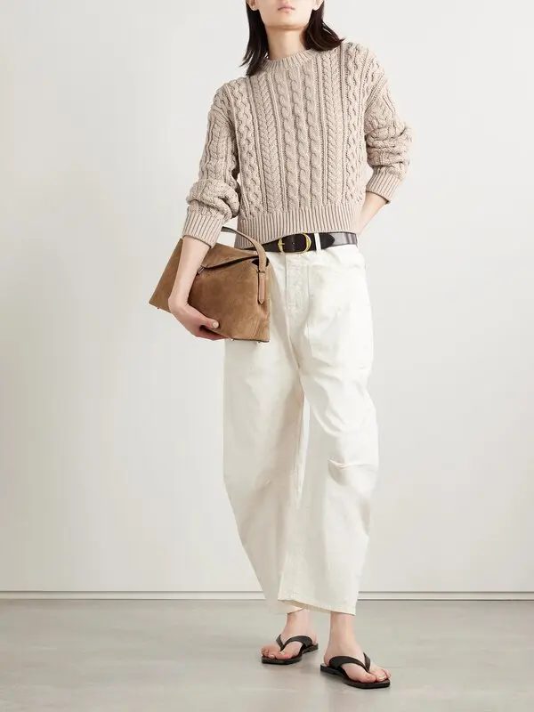 NILI LOTAN Rory Cable-knit Cotton Sweater