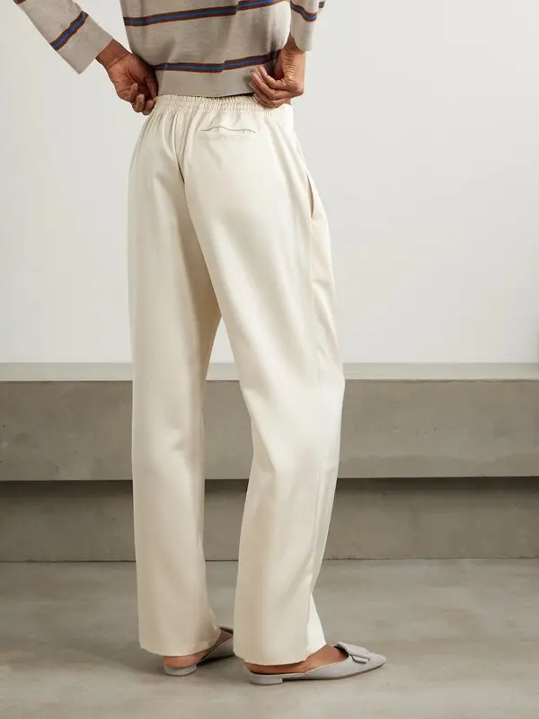 LESET Barb Pleated Satin Pants - Neutrals
