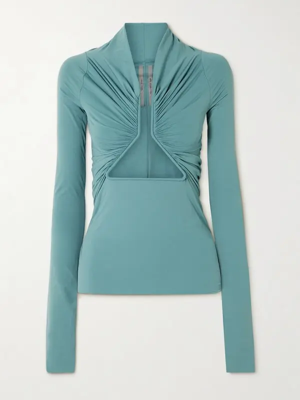 Rick Owens Cutout Ruched Stretch-jersey Top