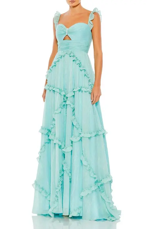 Mac Duggal Ruffle Tiered A-line Gown