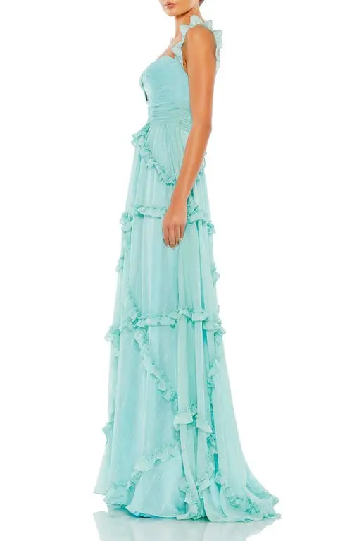 Mac Duggal Ruffle Tiered A-line Gown