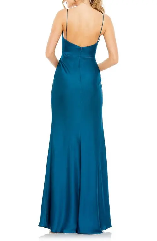Mac Duggal Tie-front Gown With Keyhole Detail - Ocean