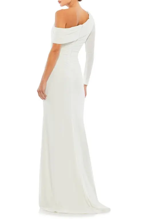 Mac Duggal Ruched Jersey Foldover Gown