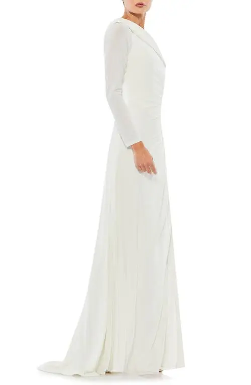 Mac Duggal Ruched Jersey Foldover Gown