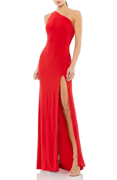 Mac Duggal Jersey One-shoulder Gown - Red