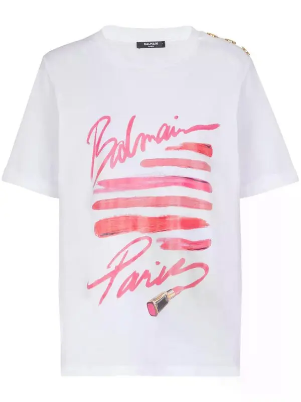 Balmain Lipstick-print T-shirt - White