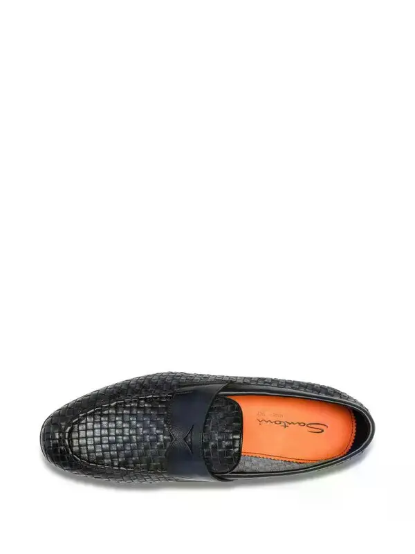 Santoni Woven Leather Loafers - Blue