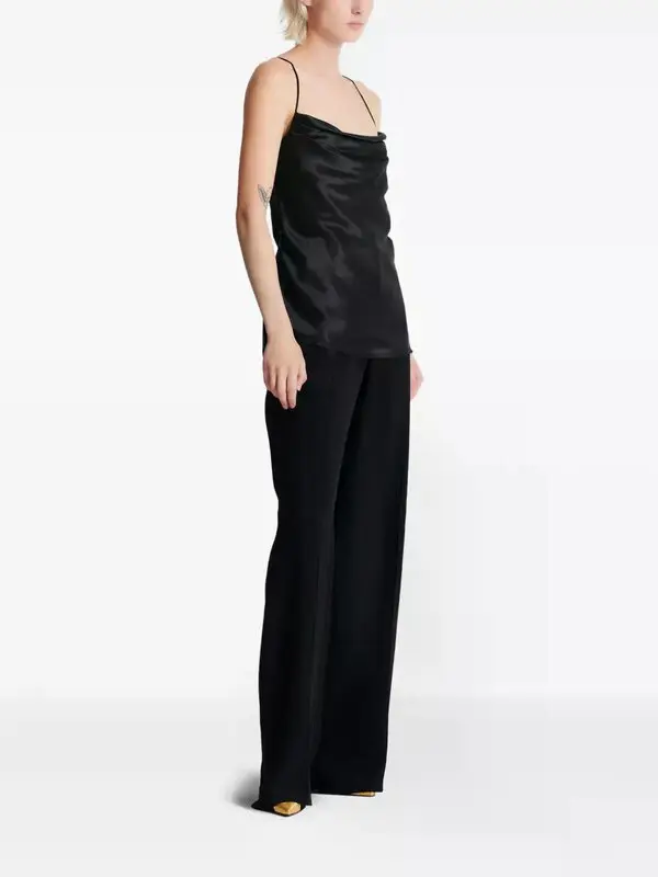 Balmain Draped Satin Top - Black
