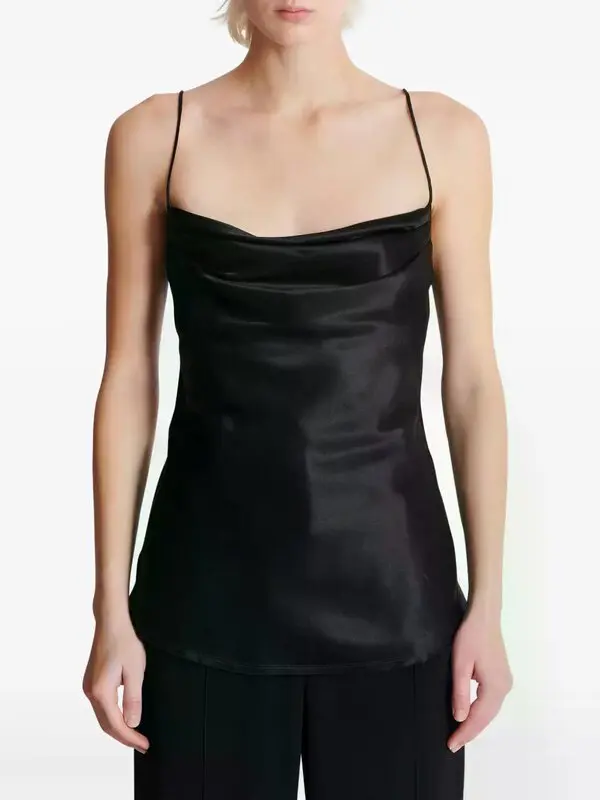Balmain Draped Satin Top - Black